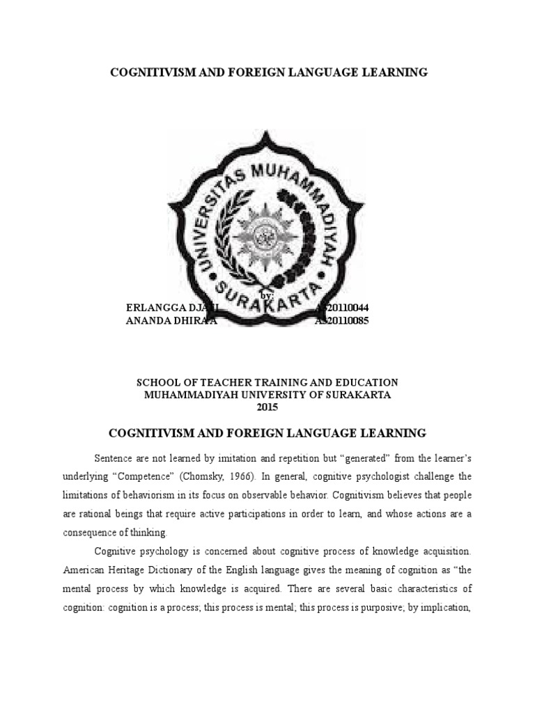 Cognitivism and Foreign Language Learning | PDF | Cognitive Psychology ...