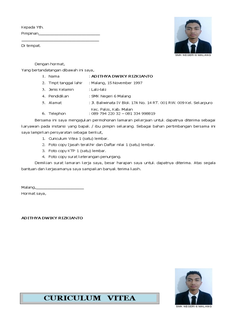 Contoh Lamaran Kerja | PDF