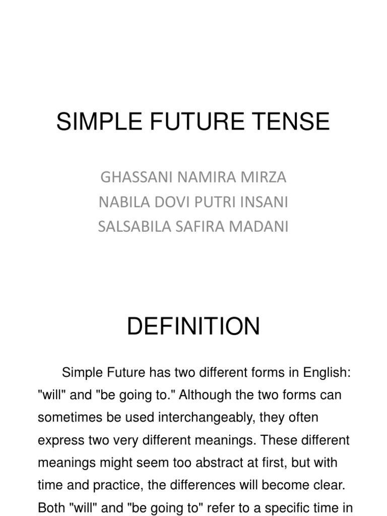Simple Future Tense Explained | PDF