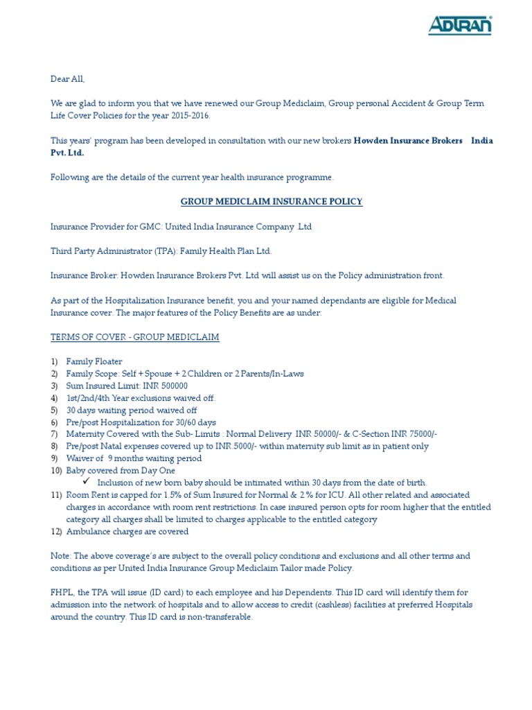 Insurance Policy Overview - GMC, GPA, GTL | PDF | Infertility | Insurance