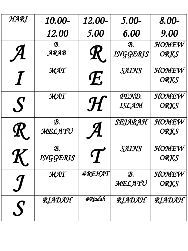 Jadual Belajar | PDF