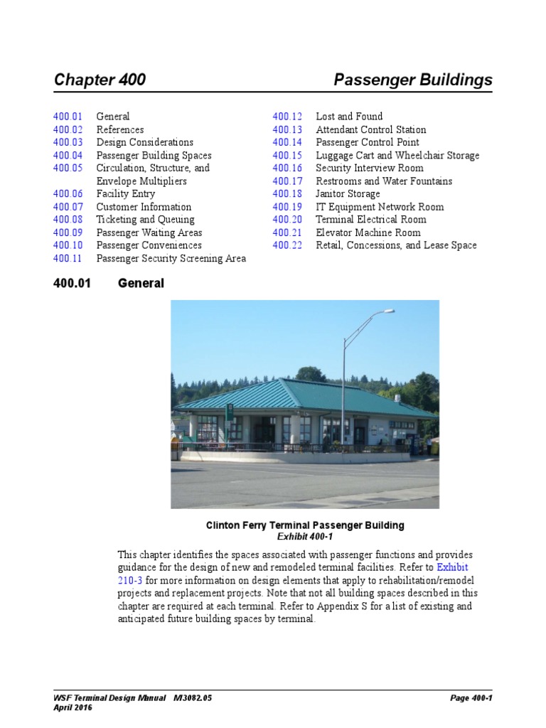 Clinton Ferry Terminal Passenger Building: Guidance and Considerations ...