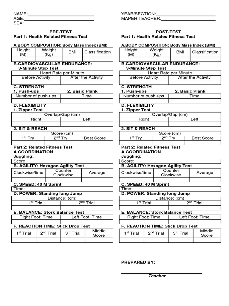 PFT FORM | Body Mass Index | Recreation