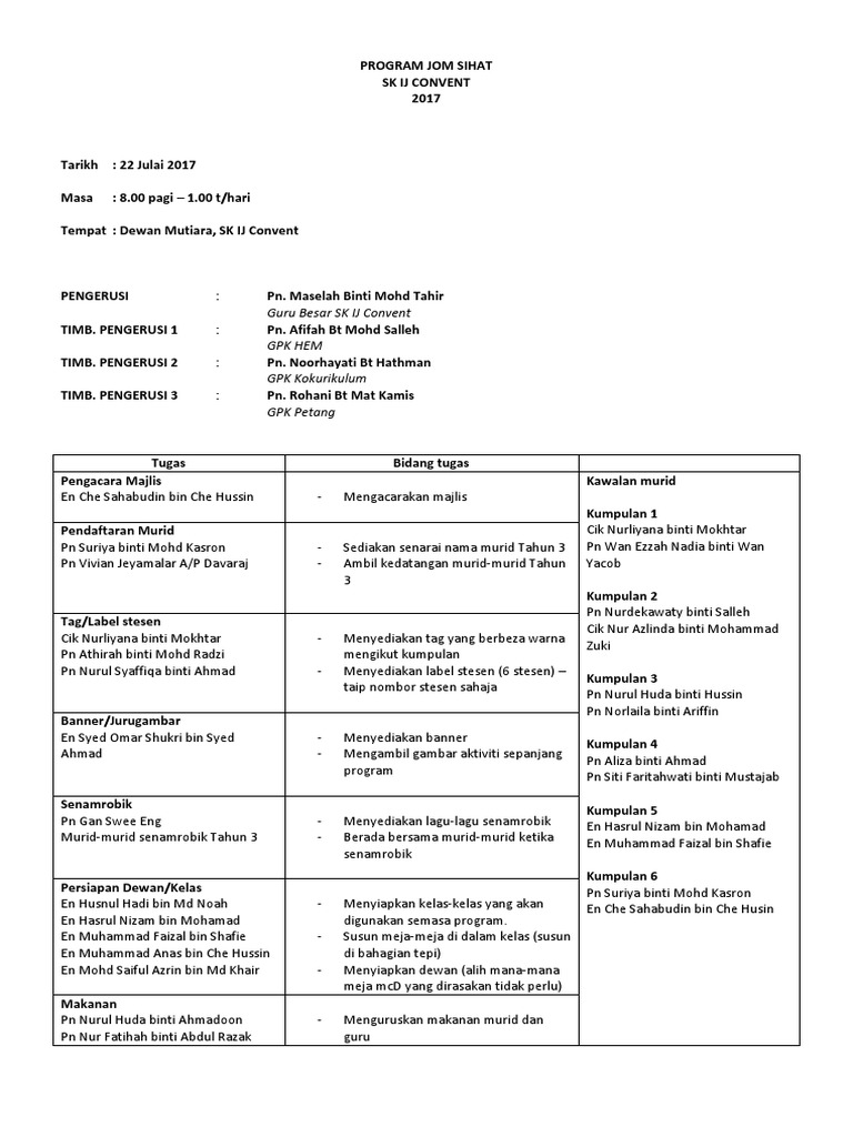 Program Jom Sihat Edit | PDF