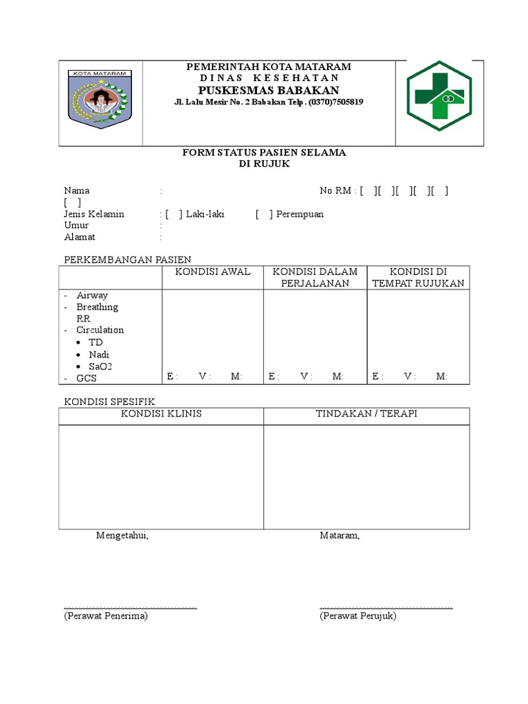 Form Monitoring Selama Rujukan | PDF