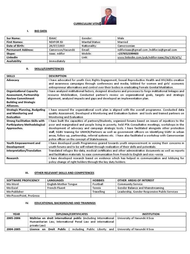 Ndifor Isaac CV | PDF | Refugee | United Nations High Commissioner For ...