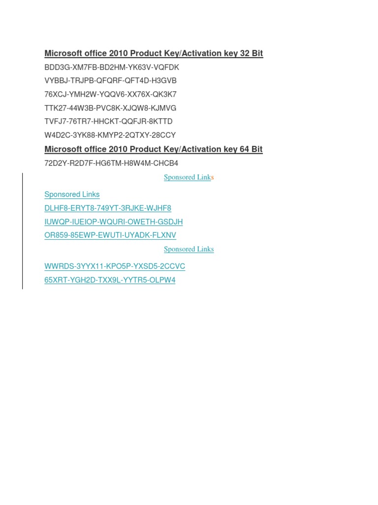 Microsoft Office 2010 Product Key | PDF
