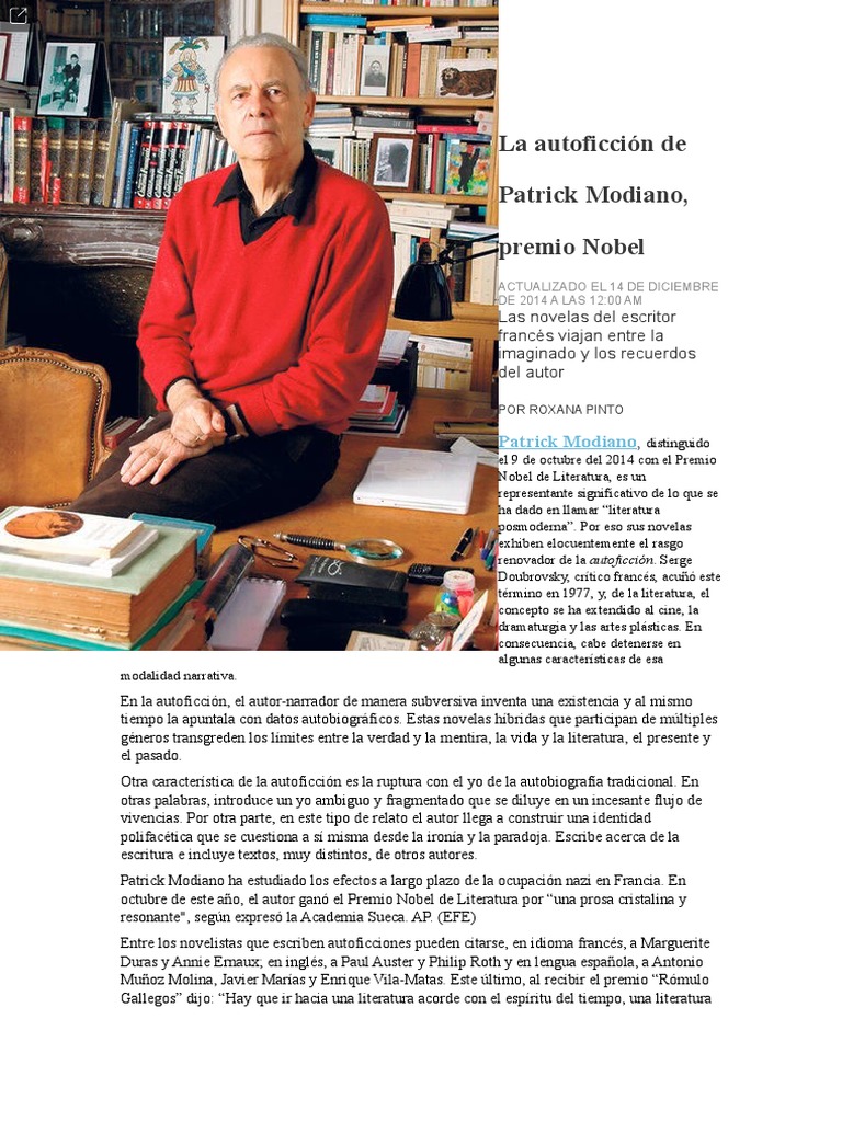 La Autoficcion de Patrick Modiano | PDF | Novelas | Autor
