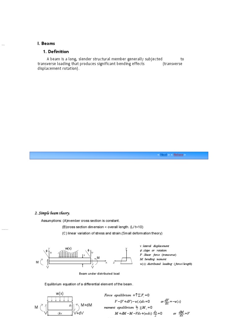 I. Beams 1. Definition | PDF | Bending | Beam (Structure)