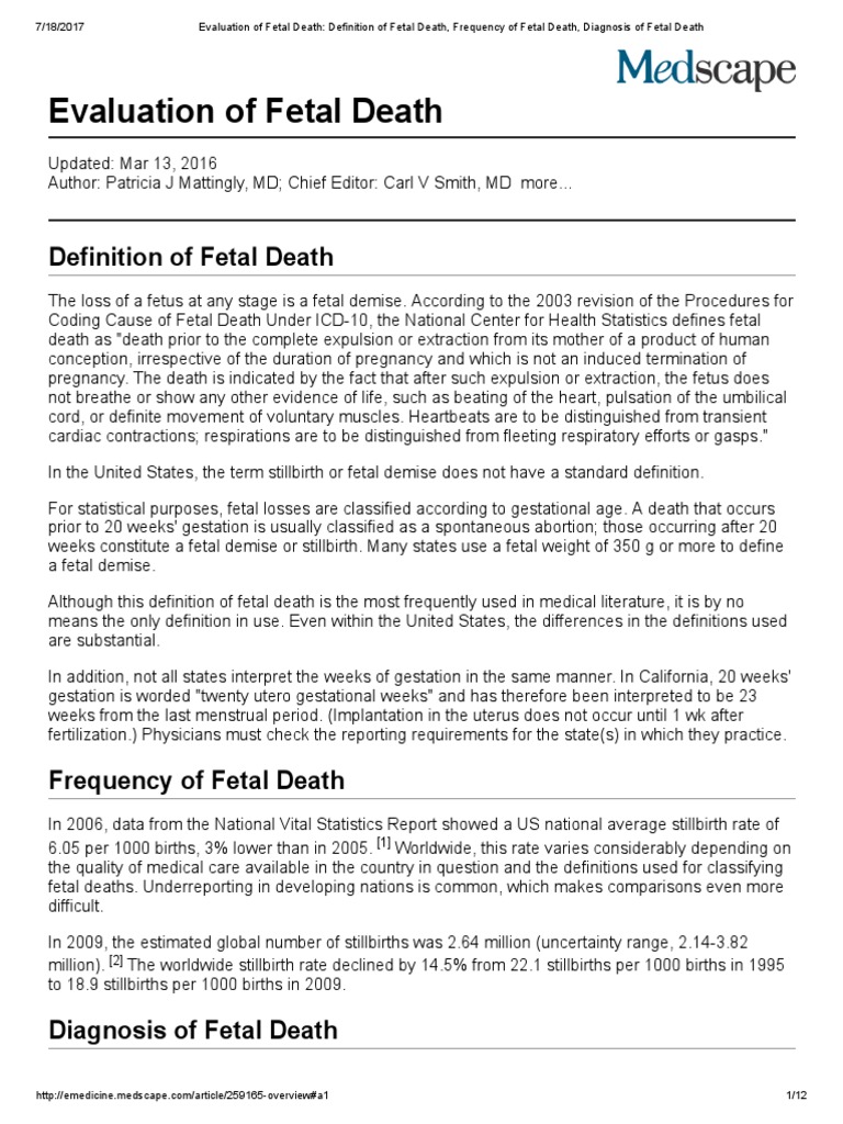 Evaluation of Fetal Death_ Definition of Fetal Death, Frequency of ...