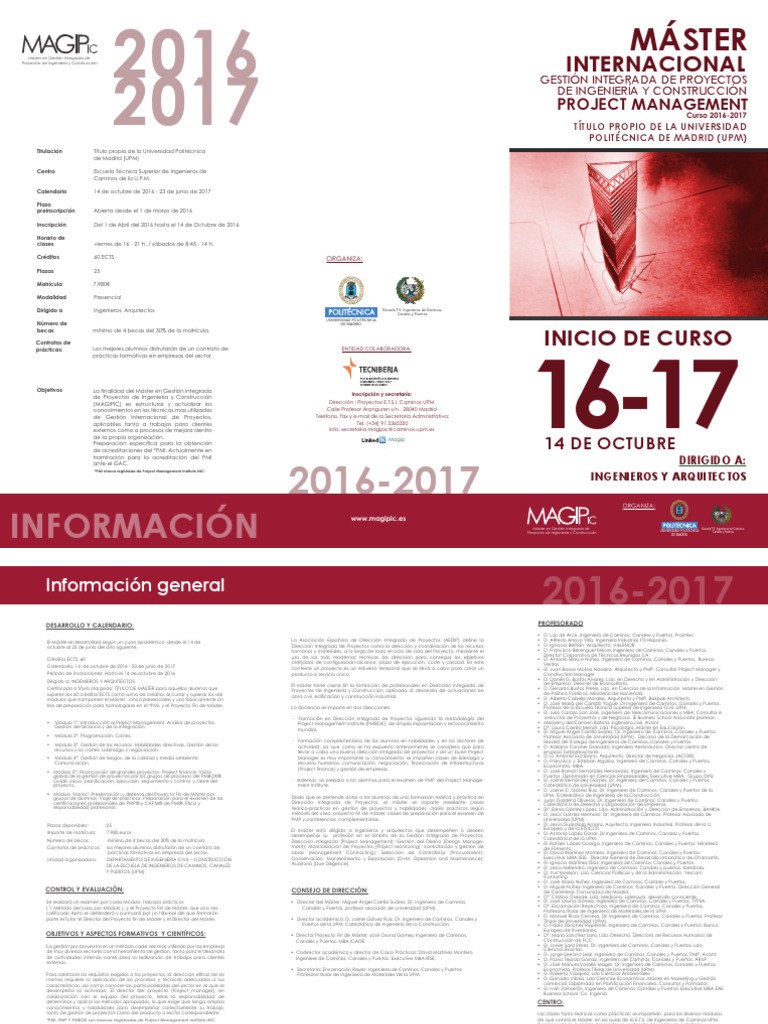 Triptico Master 2016-17 | PDF | Ingeniero civil | Arquitecto