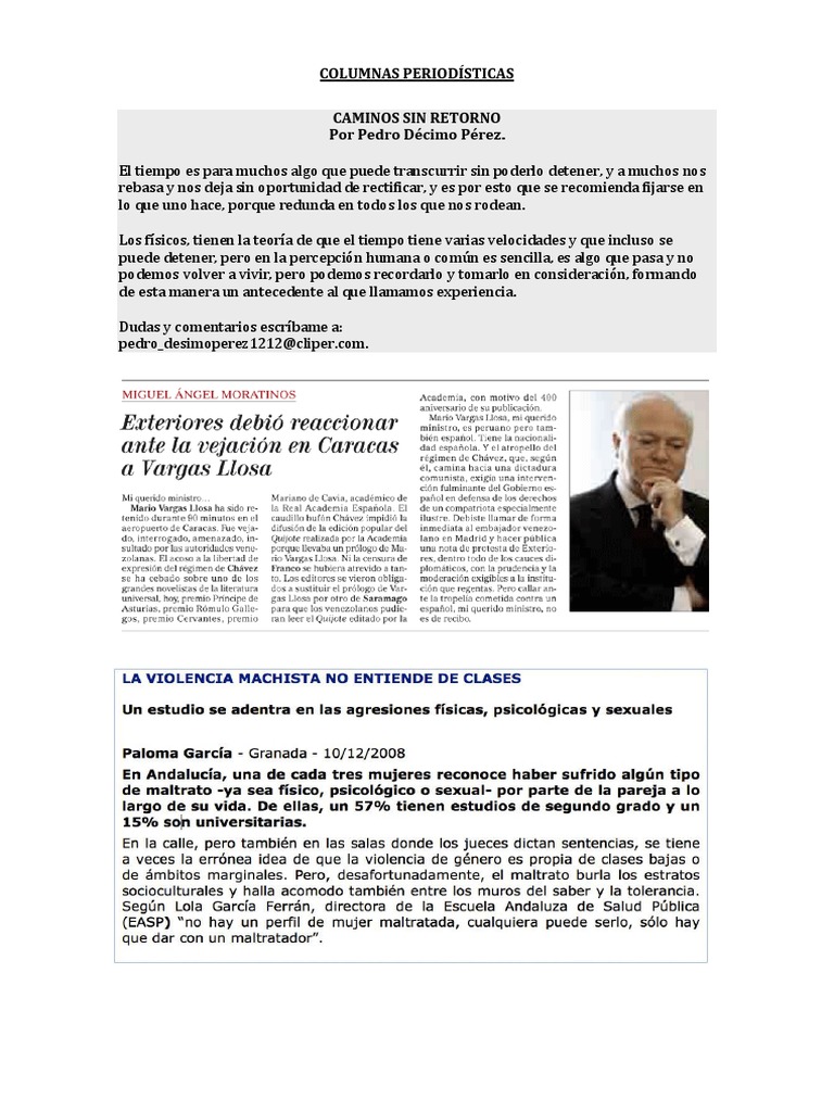 Características de Las Columnas Periodísticas