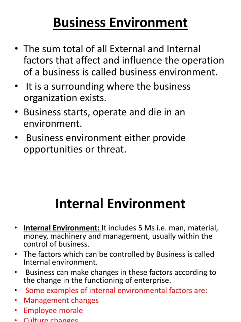 Understanding the Business Environment: An Analysis of Internal and ...