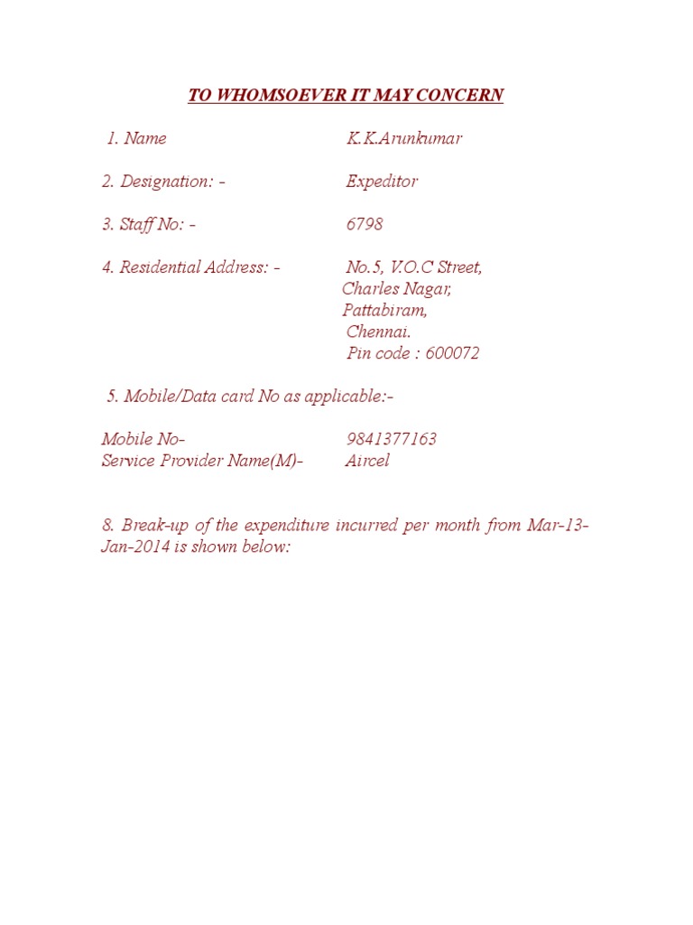 Telephone Declaration | PDF