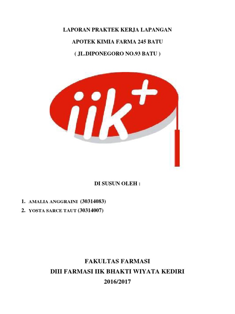 Laporan Pkl Di Apotek Kimia Farma Batu Pdf