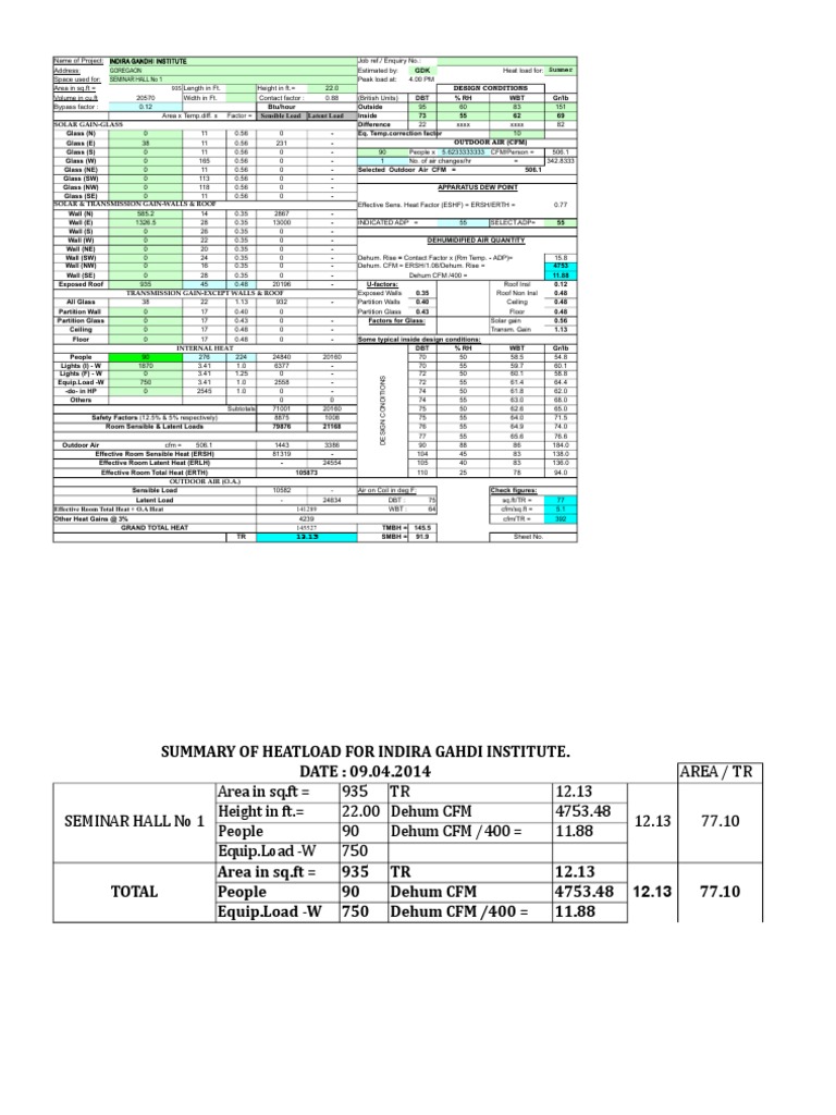 Heat Load Calculation II | PDF | Engineering Thermodynamics | Heat Transfer
