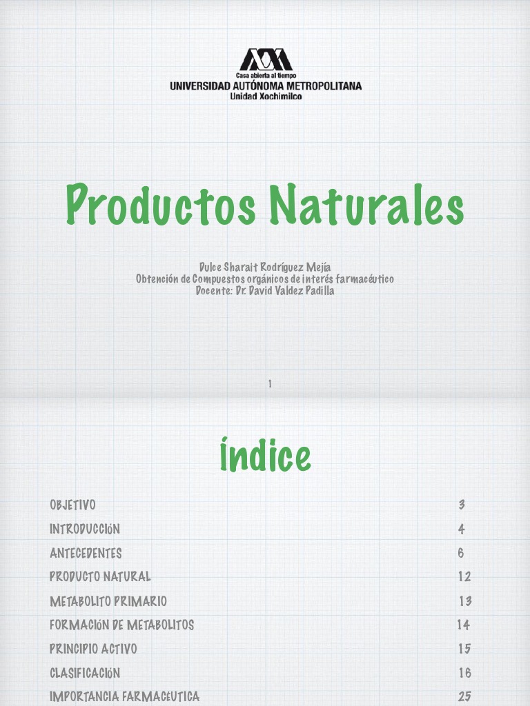 Productos Naturales | PDF | Compuestos orgánicos | Alcaloide