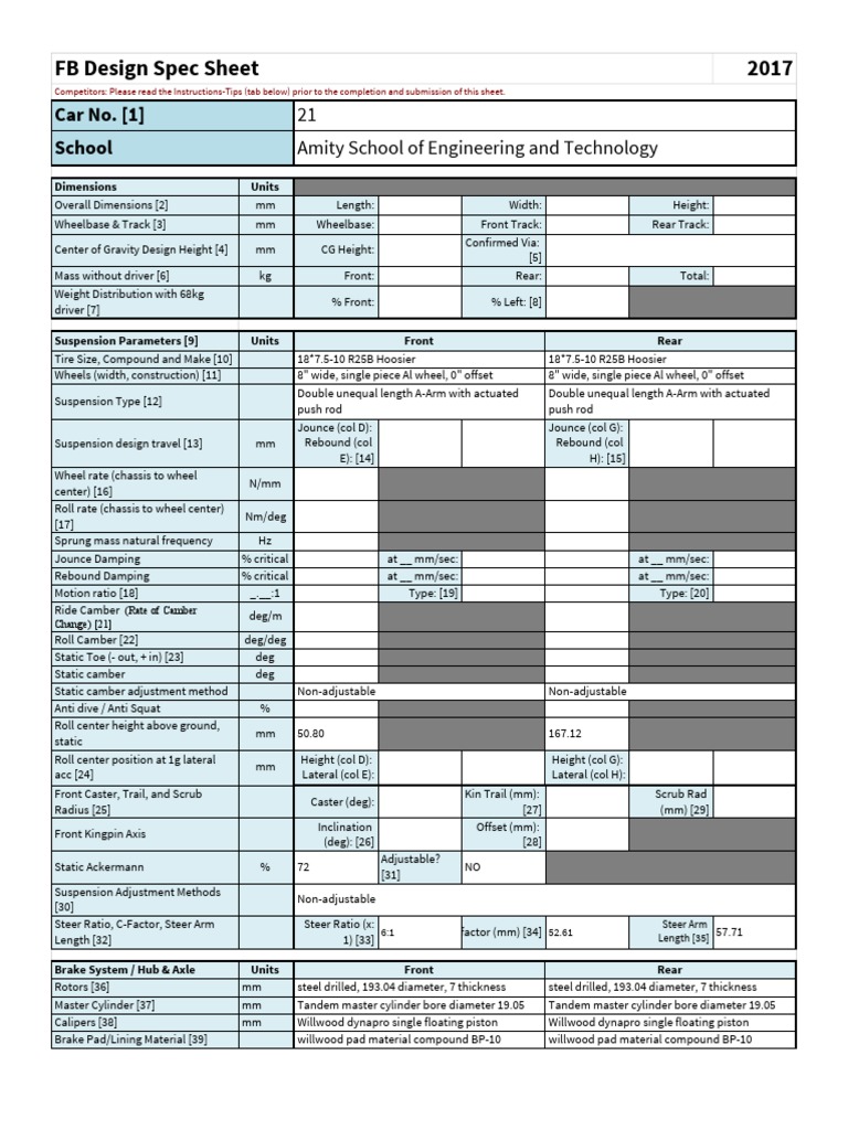 2017 FB - Design IC Spec Sheet Final | PDF | Transmission (Mechanics ...
