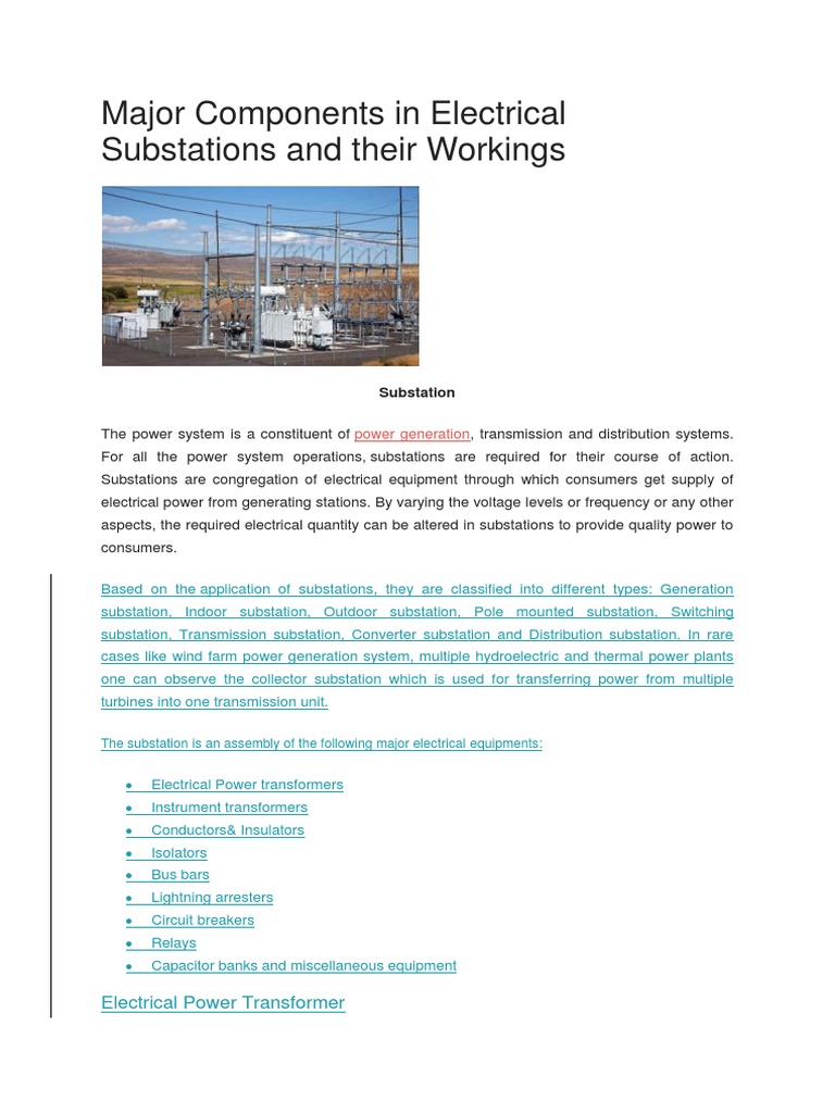 Key Components of Electrical Substations | PDF | Electrical Substation ...