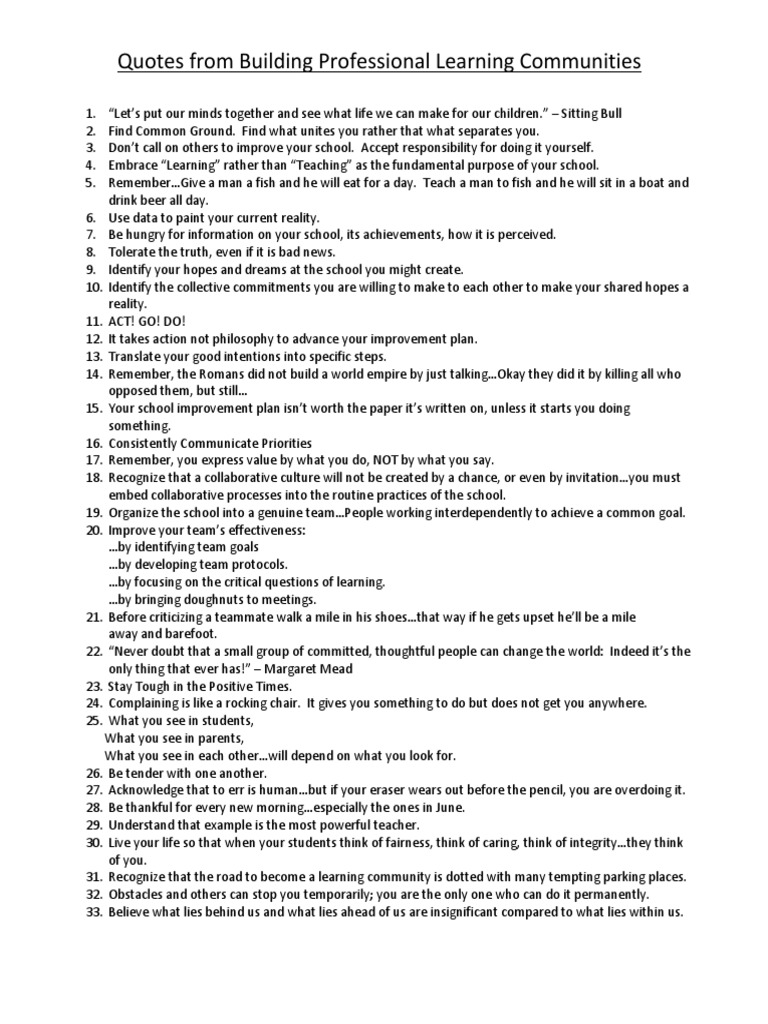 Dufour Quotes On PLC | PDF | Cognitive Science | Cognition