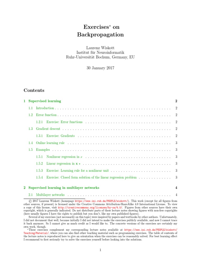 Exercises On Backpropagation | PDF | Derivative | Mathematical Analysis