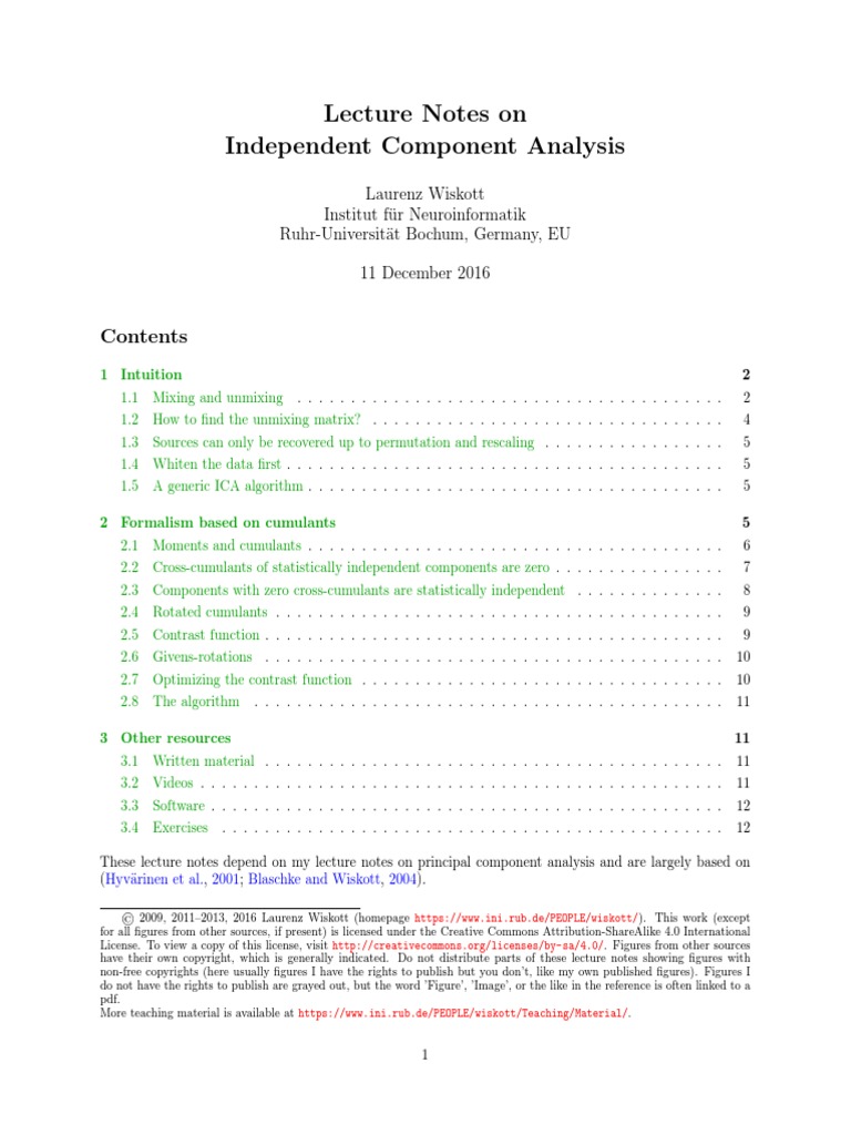 Lecture Notes On Independent Component Analysis | PDF | Principal ...