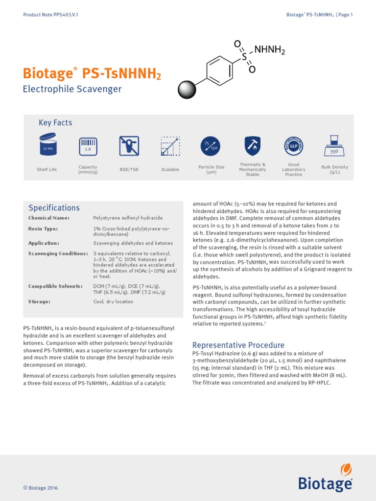 Hydrazine Resin Ps-TSNHNH2 | PDF | Aldehyde | Ketone