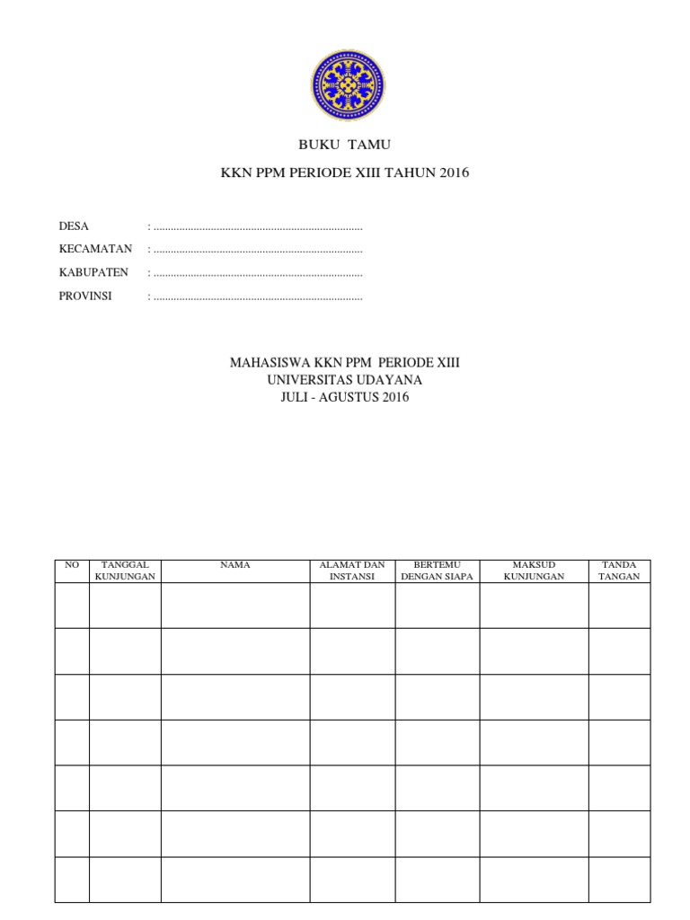Contoh Buku Tamu KKN | PDF