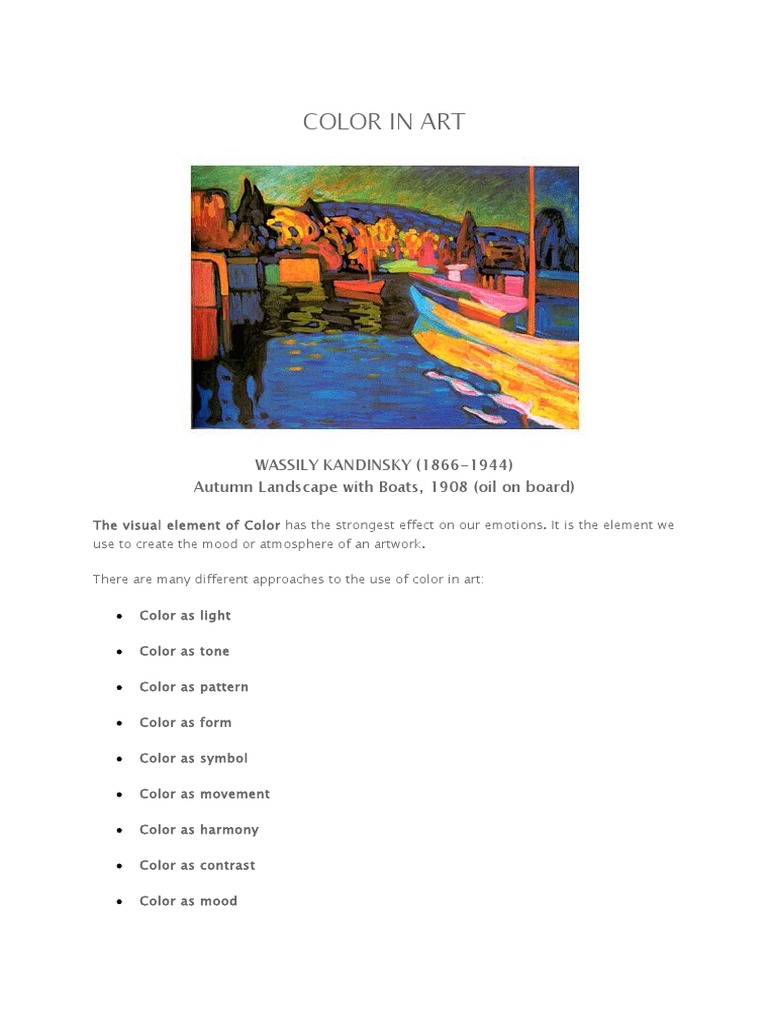 Color in Art | PDF | Paintings | Art Movements