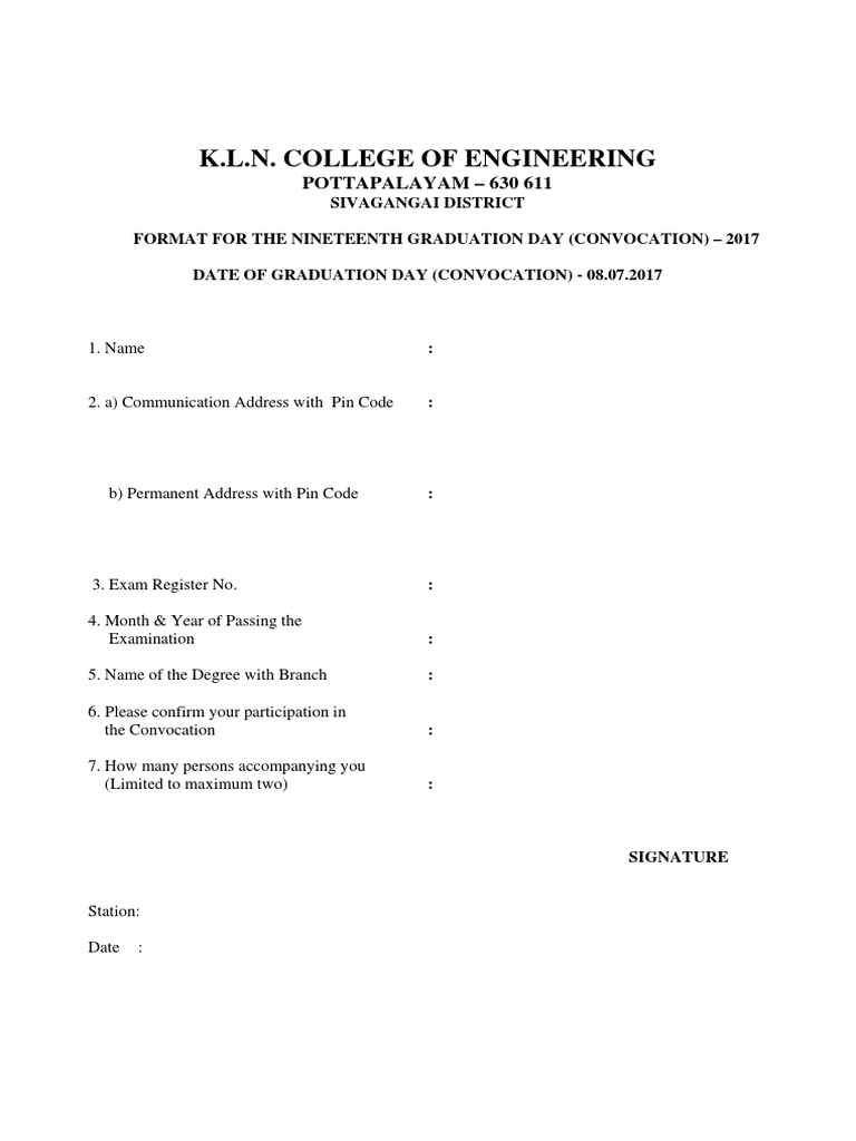 Graduation Form 2017 | PDF