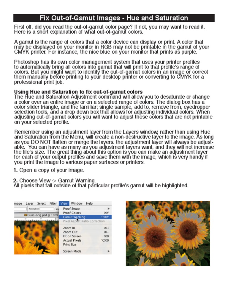 Using Hue and Saturation To Fix Out-Of-Gamut Colors | PDF ...