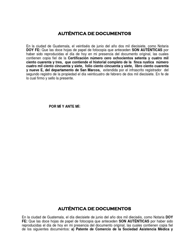 Auténtica de Documento 1 | Guatemala | Business