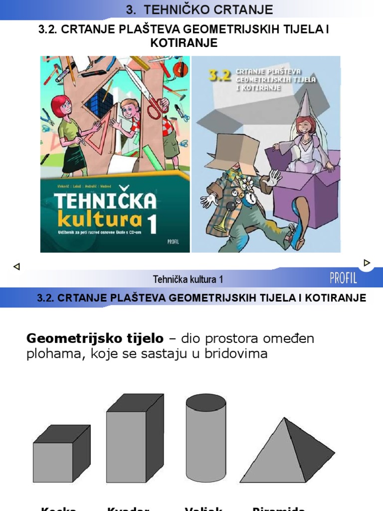 Crtanje Plasteva Geometrijskih Tijela I Kotiranje | PDF