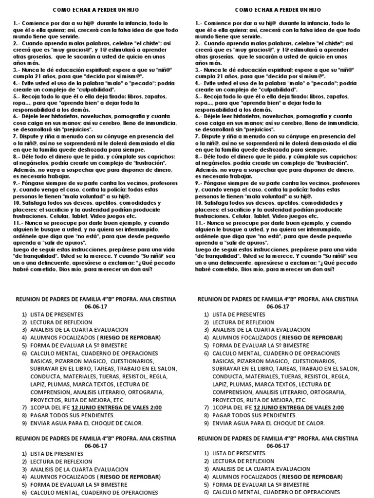 Estrategias para Echar a Perder un Hijo | PDF | Estudios de idiomas ...