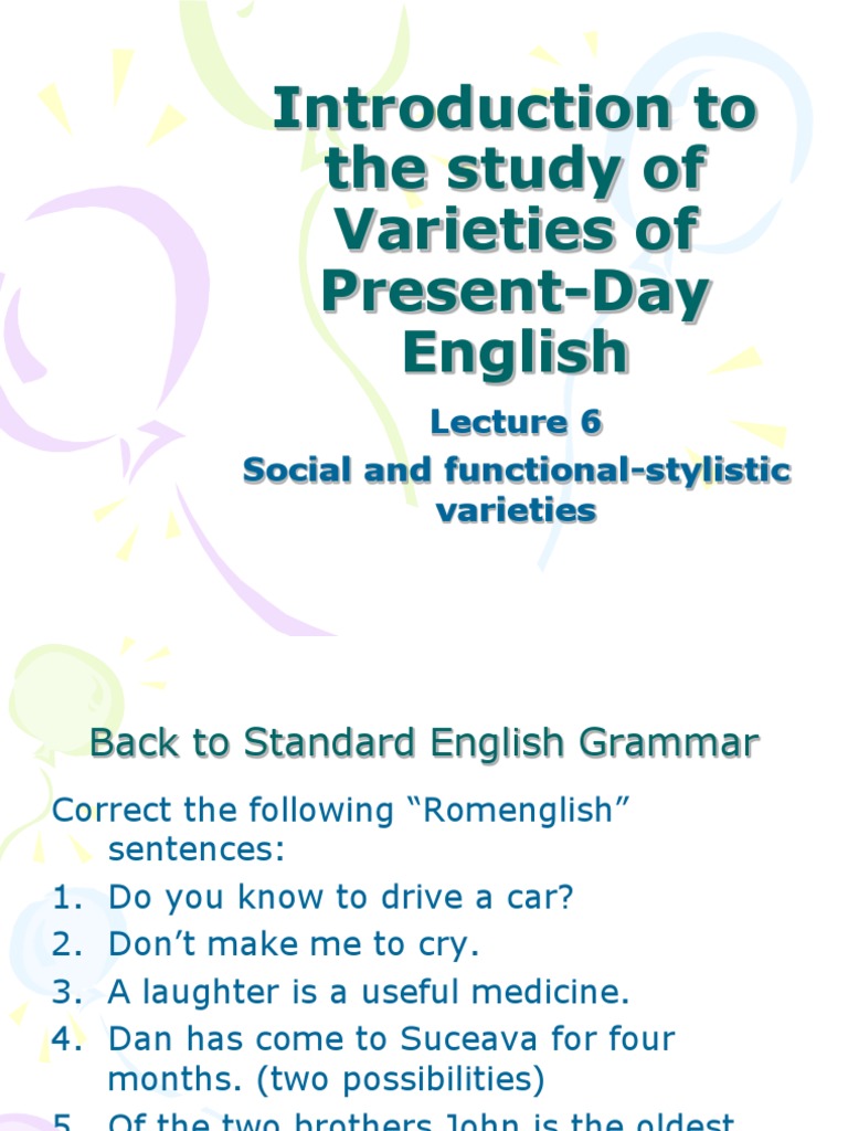 Introduction To The Study of Varieties of Present-Day English | PDF ...