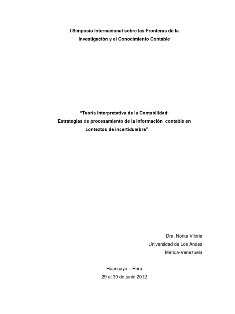 Visión Interpretativa de La Contabilidad | PDF | Conocimiento ...