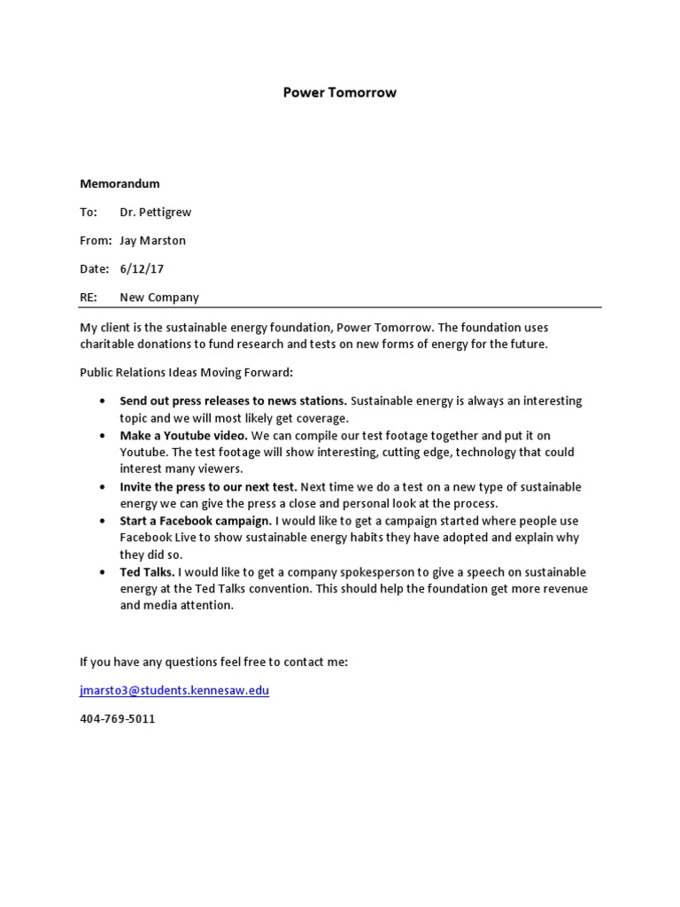 PR Writing Memo | PDF