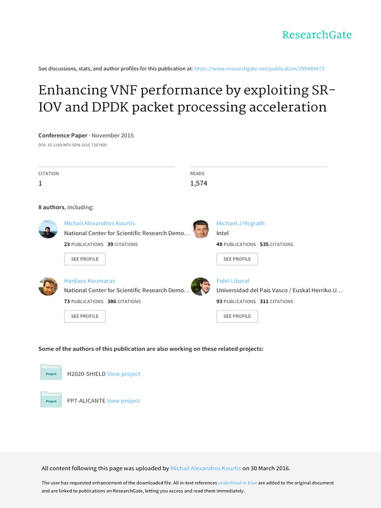 Enhancing VNF Performance by Exploiting SR IOV and DPDK Packet Processing Acceleration | PDF ...