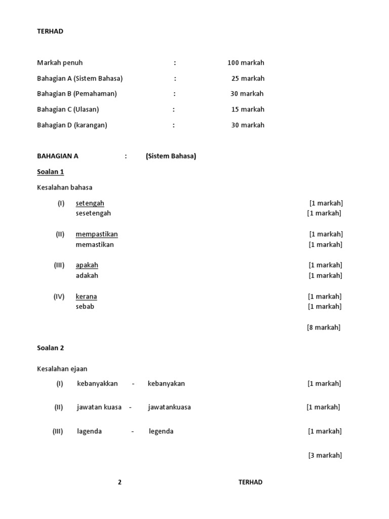 Skema Set 1 PT3 | PDF