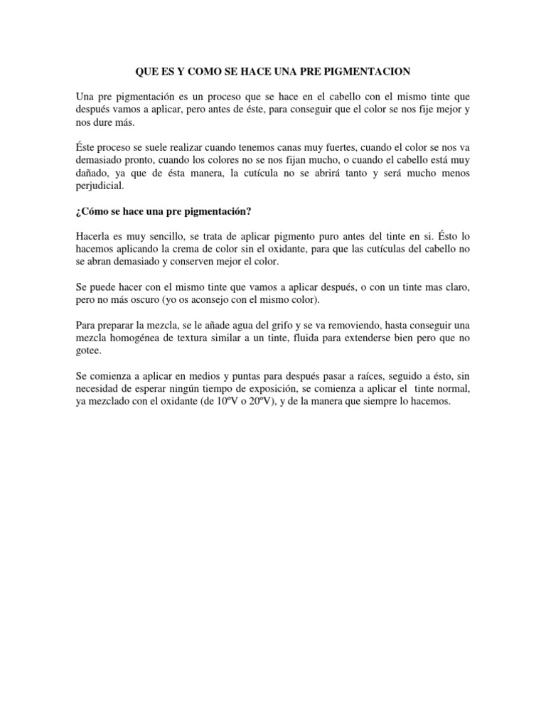 Guía de Prepigmentación del Cabello | PDF | Pigmento | Pelo
