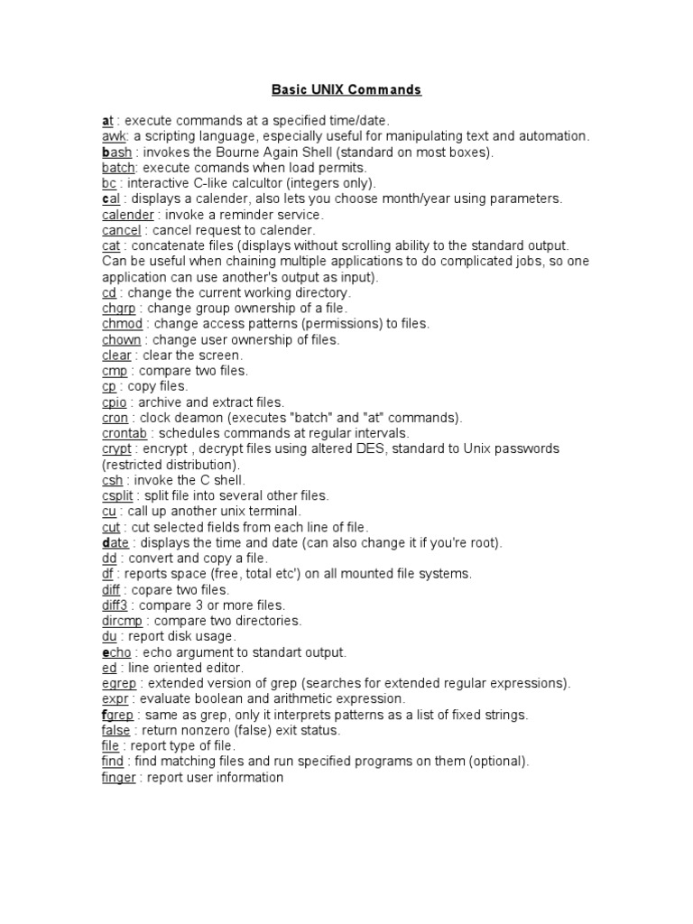 Basic UNIX Commands | PDF | Operating System Technology | Computer File Basic UNIX Commands | PDF | Operating System Technology | Computer File