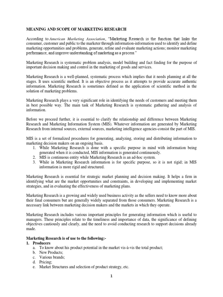 Meaning and Scope of Marketing Research | PDF | Marketing Research ...