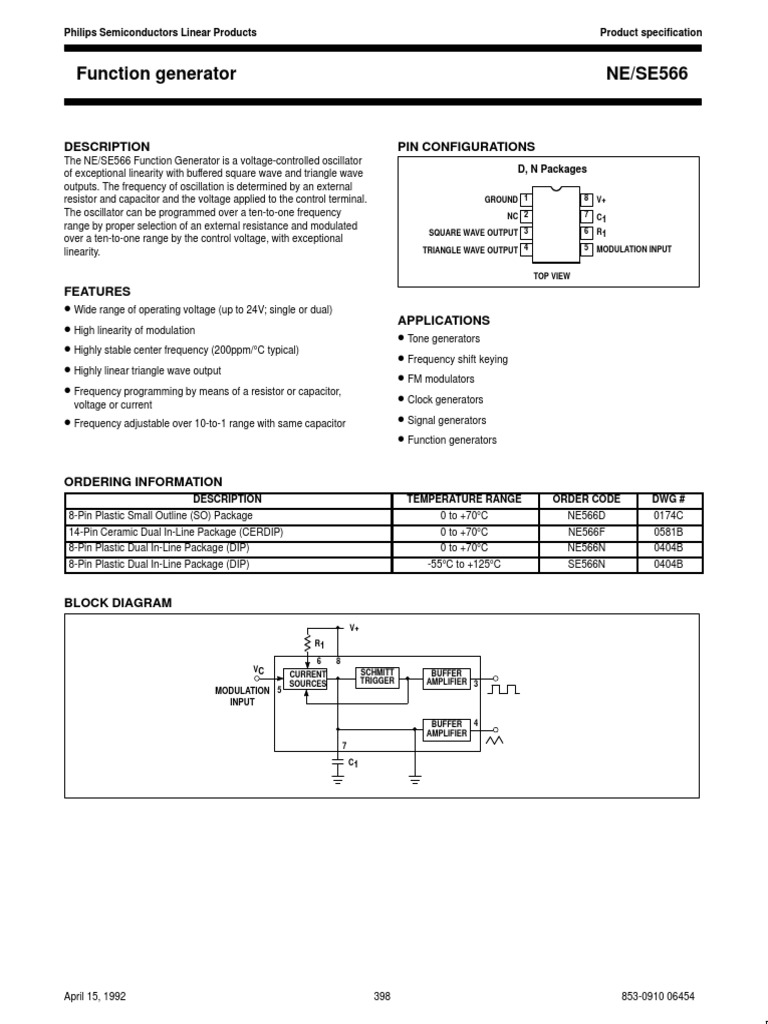 Generador de Funciones Ne566 PDF | PDF | Telecommunications Engineering ...