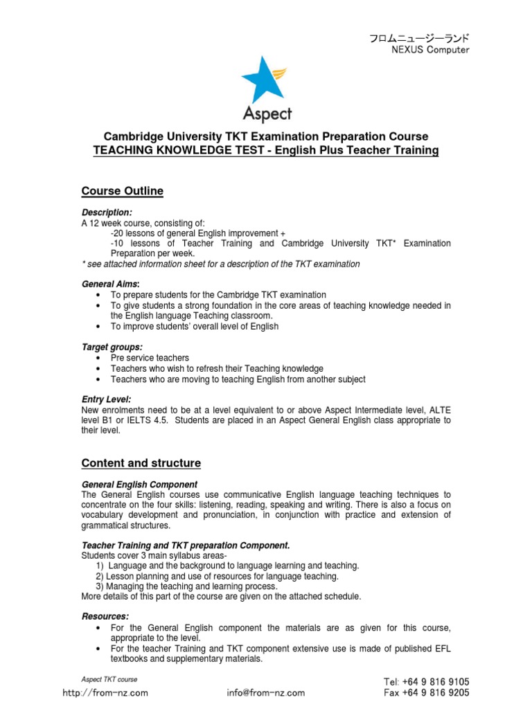 TKT Preparation | PDF | English As A Second Or Foreign Language ...