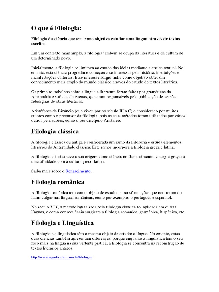 O Que É Filologia | PDF | Filologia | Artes linguísticas e disciplina