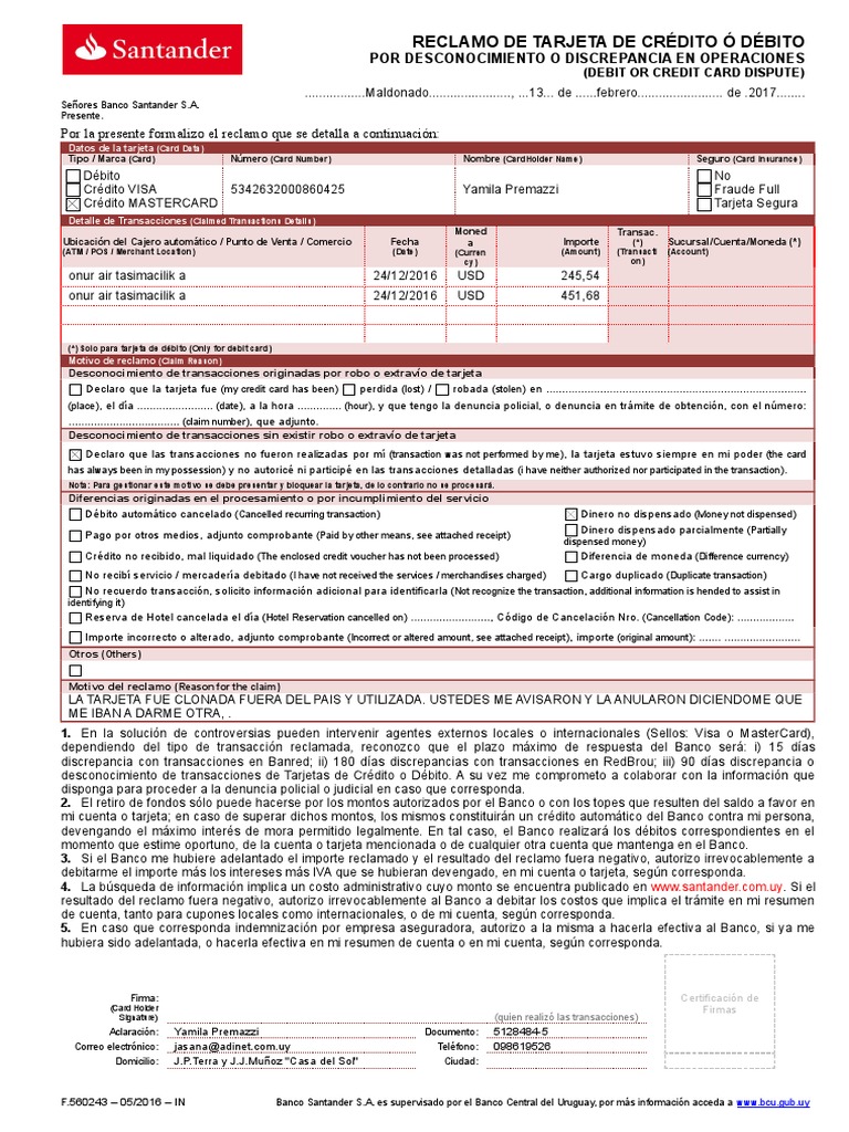 Formulario 560243 Nuevo | PDF | Tarjeta de débito | Bancos