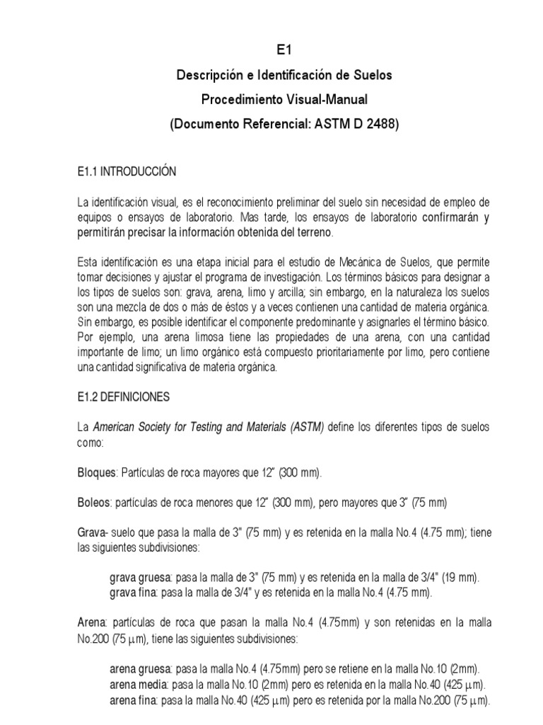 Identificación Visual de Suelos ASTM D 2488 | PDF | Arena | Suelo