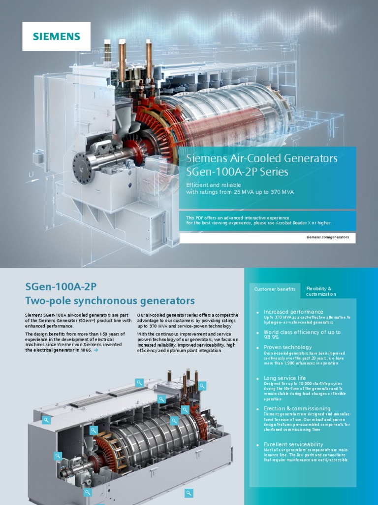 Siemens Air Cooled Generators Sgen 100a 2p Brochure en | PDF | Electric ...