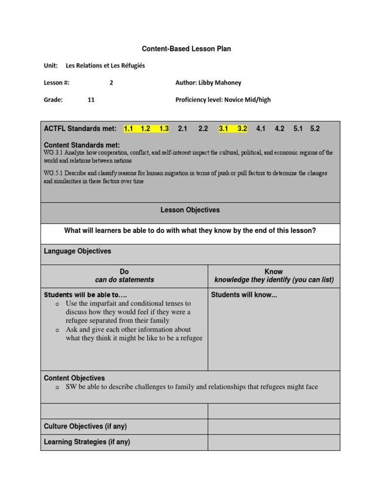 Libby Cbi Lesson Plan 4 | PDF | Lesson Plan | Educational Assessment