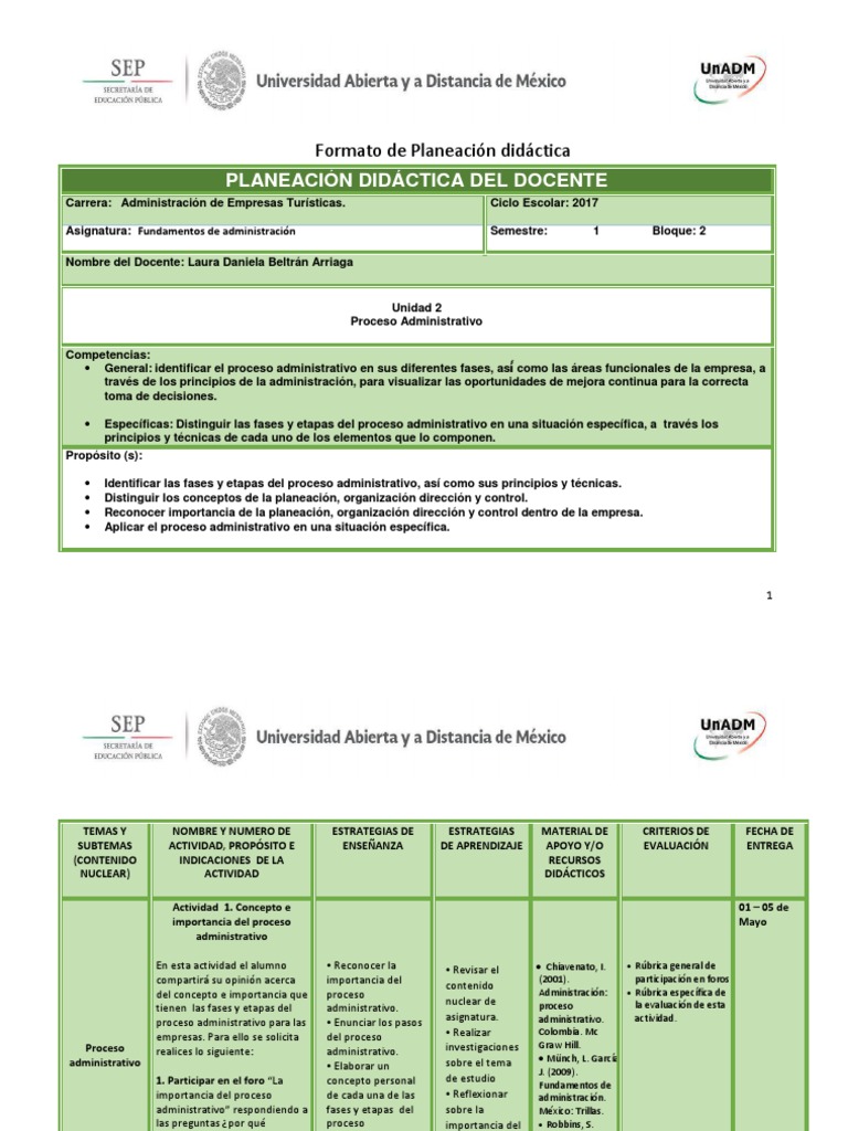 Formato de Planeación Didáctica 2017 Unidad2 | PDF | Planificación ...
